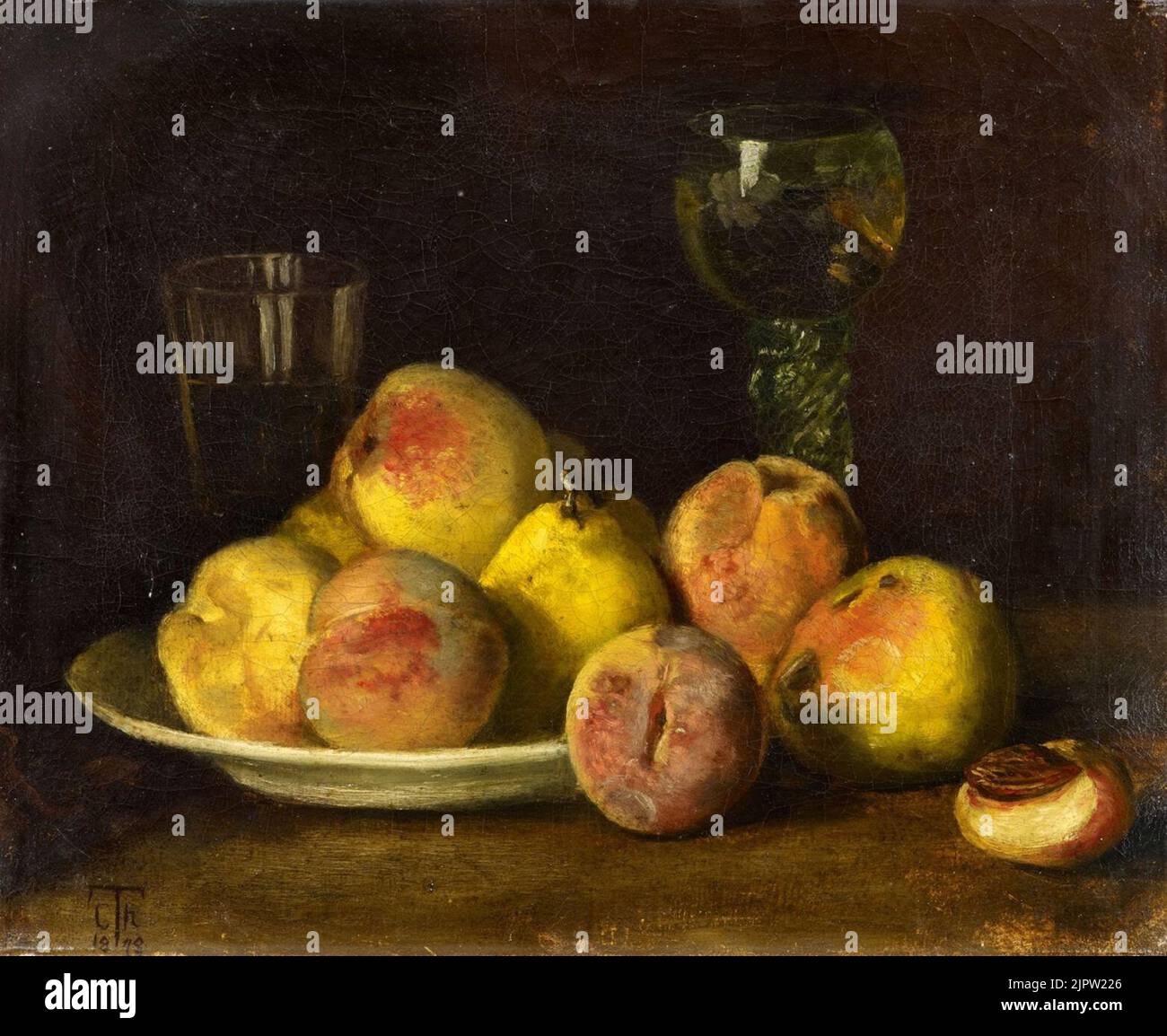 Cella Thoma - Stillleben mit Früchten und zwei Gläsern (1878 Stock ...