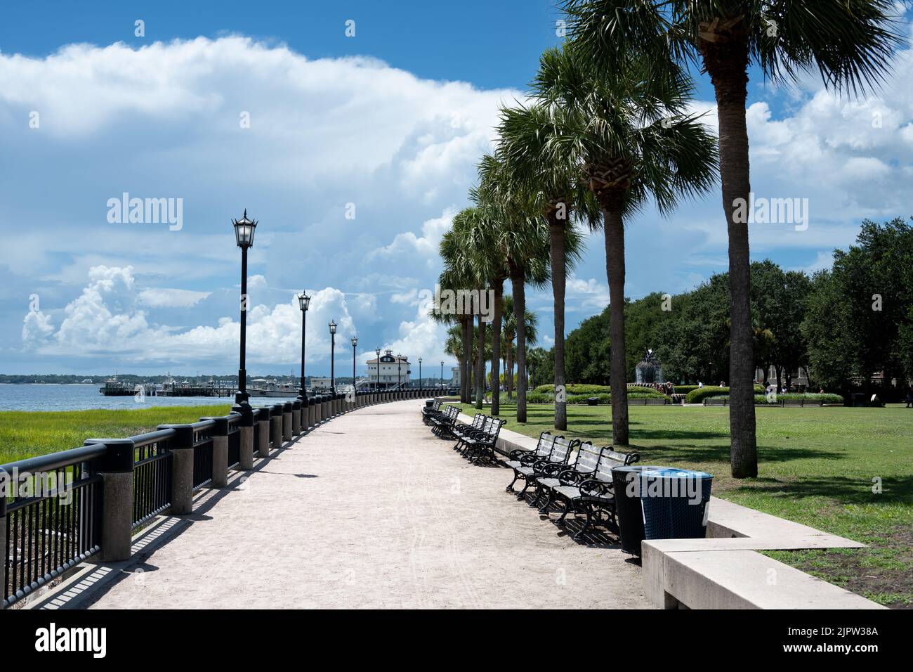 A waterfront park pathway located in Charleston, South Carolina Stock ...