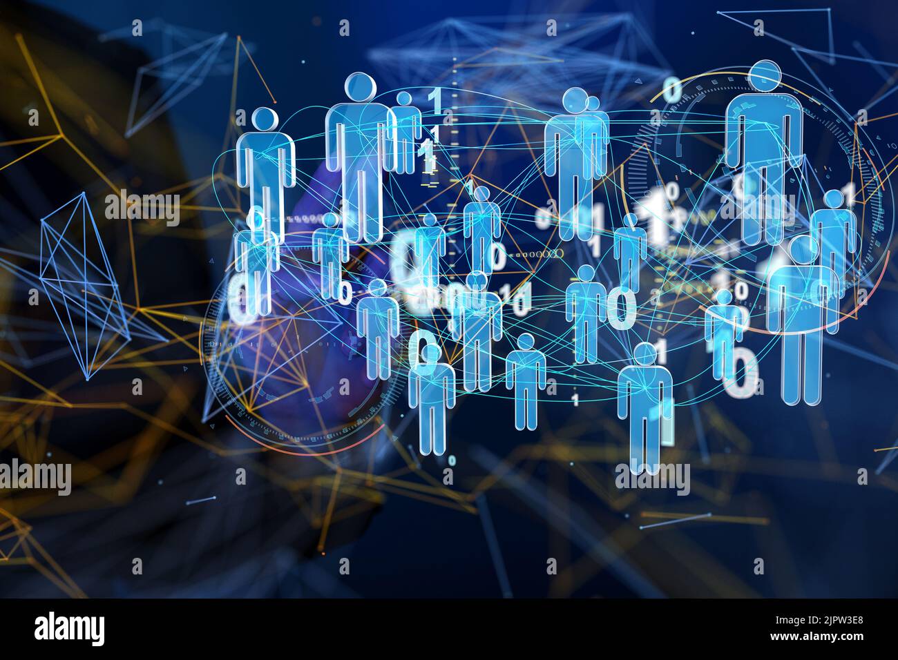 A floating 3d digital illustration of people network structure - the ...