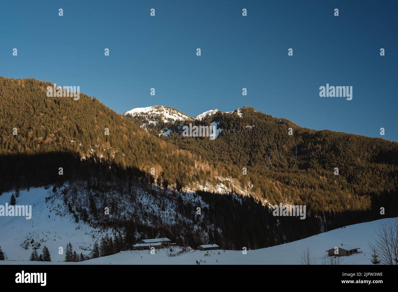 A stunning view of snowy mountains Stock Photo - Alamy