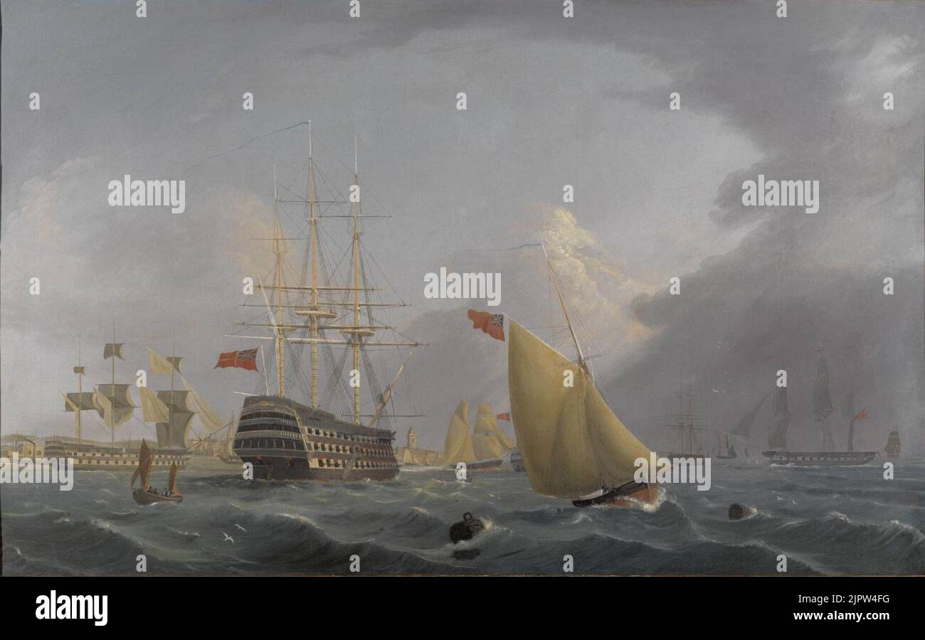 Robert Strickland Thomas - H.M.S. Royal George and other shipping in ...