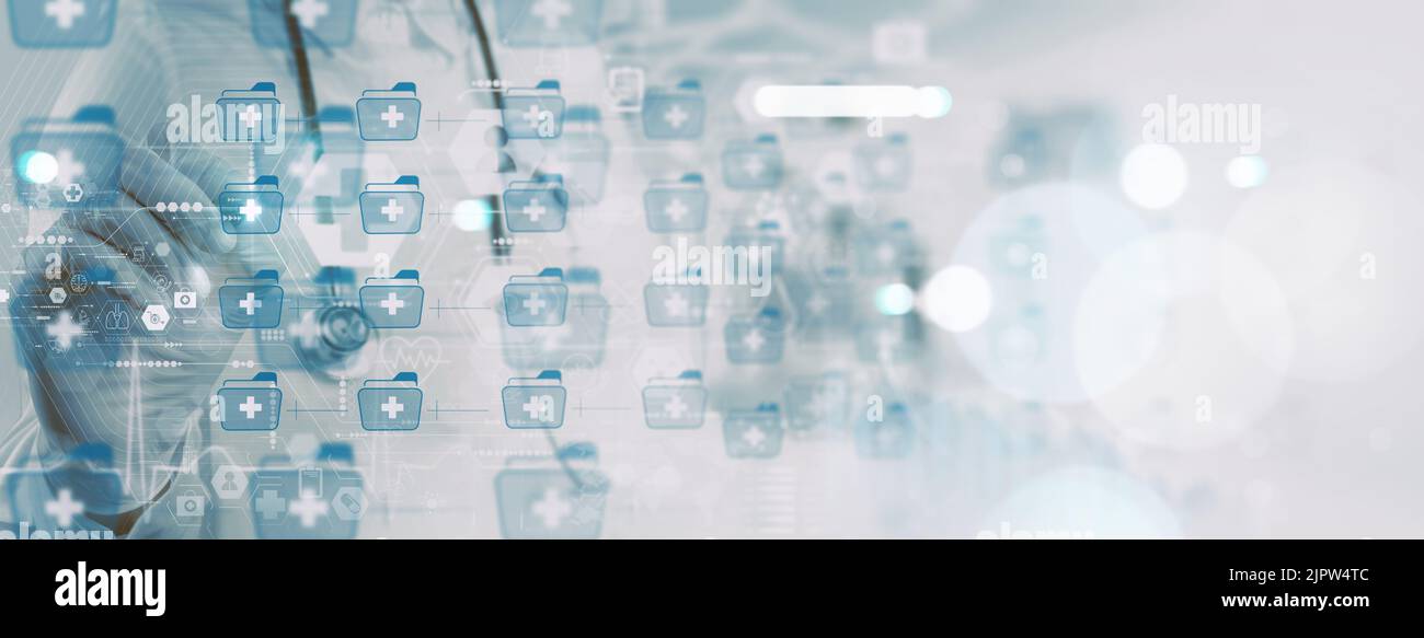 Medicine doctor using modern computer diagnose virtual electronic ...