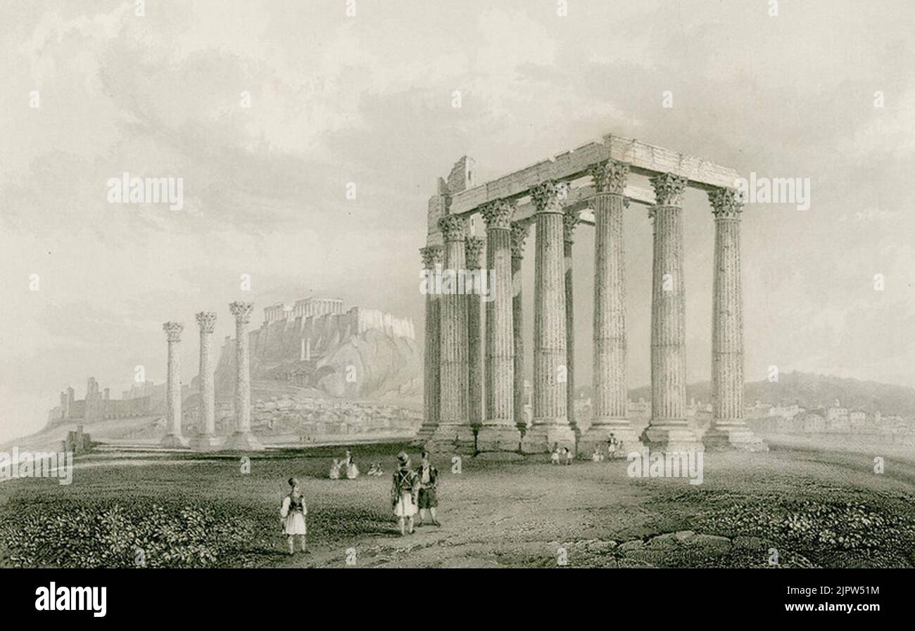The Temple of Jupiter Olympius, Athens - Wright George Newenham - 1842 ...