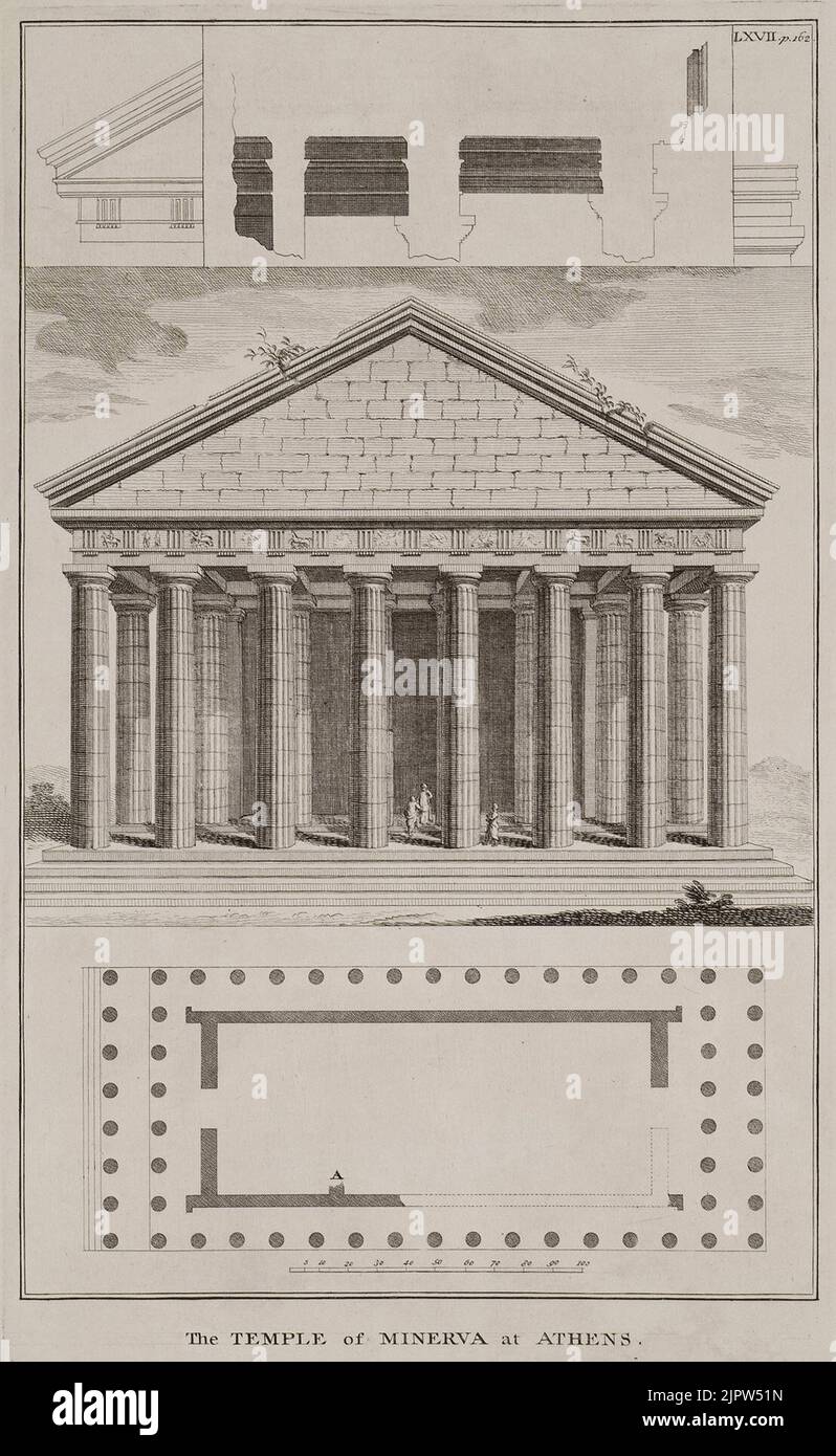 The Temple of Minerva at Athens - Pococke Richard - 1745 Stock Photo ...