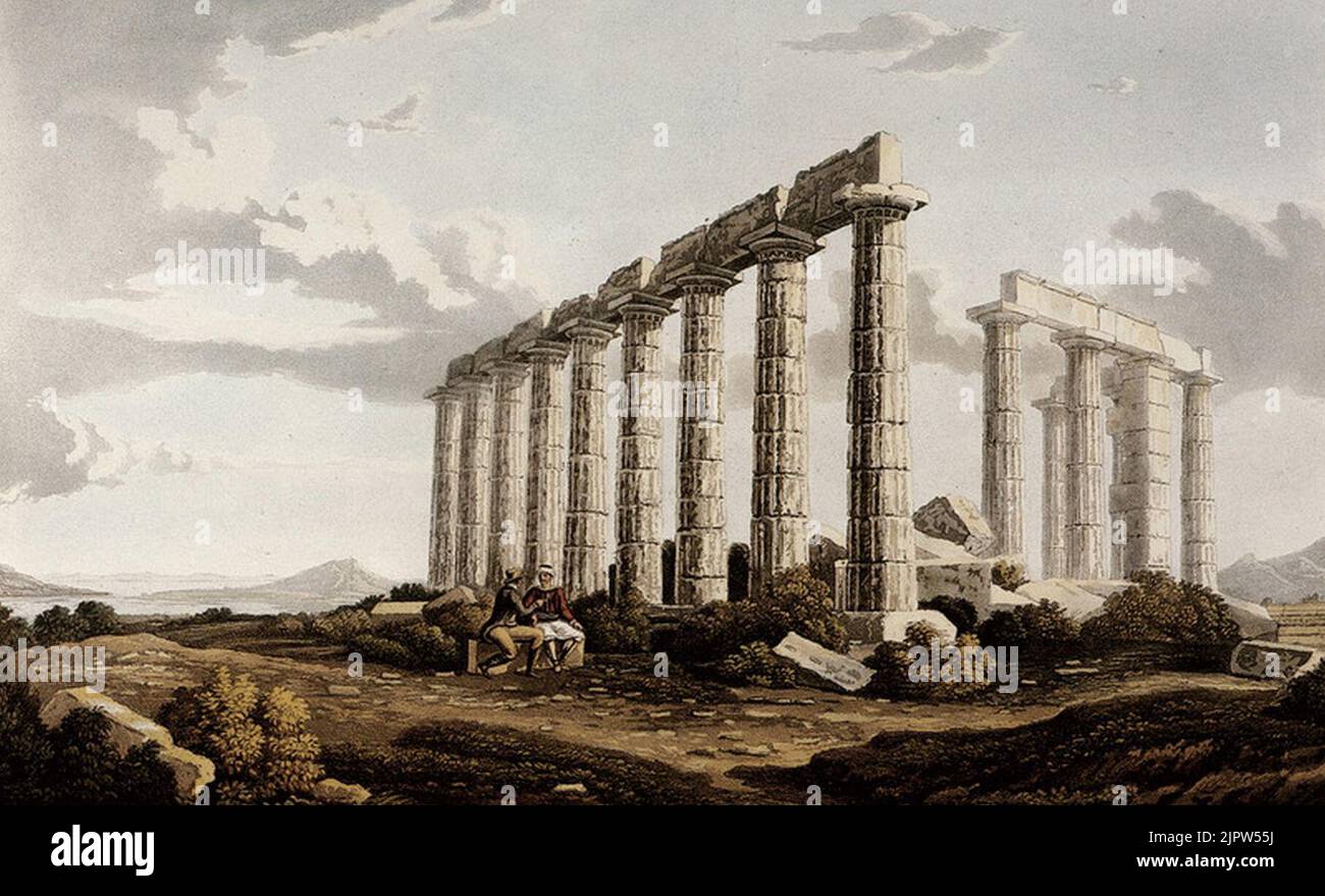 Temple of poseidon engraving hi-res stock photography and images - Alamy