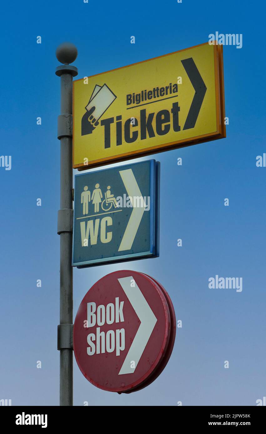 Guideposts on pole for tourists showing directions on travel ... Guideposts on pole for tourists showing directions on travel ...