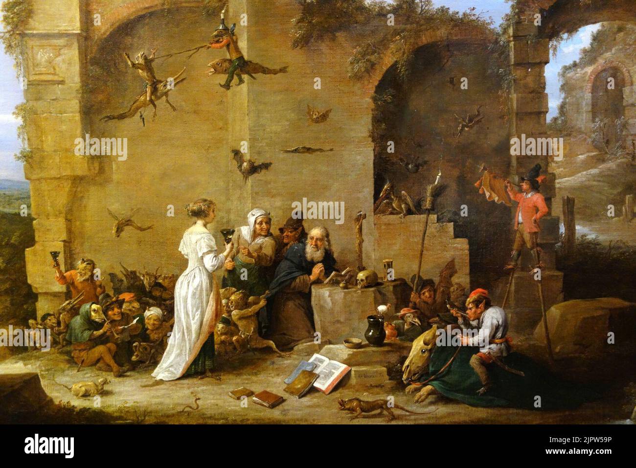 The Temptation of St. Anthony, detail, by David Teniers the Younger, 1665-1670, oil on canvas ...