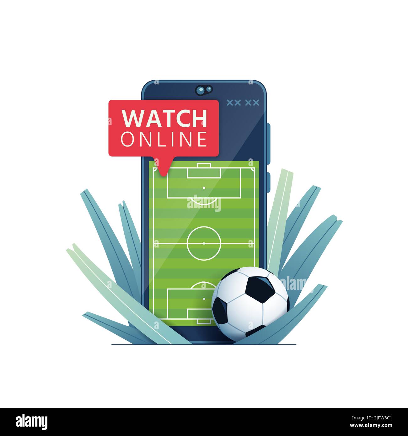Smartphone is in a vertical position with a football field and a soccer ...