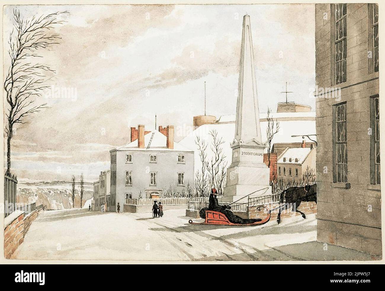 The Terrace, Quebec City. Monument to Wolfe and Montcalm Stock Photo ...