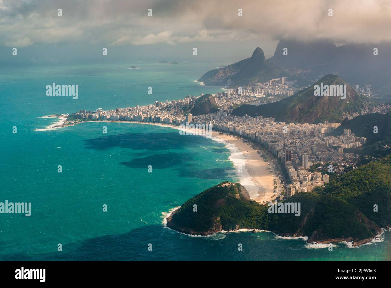 Aerial View of Rio de Janeiro With Mountains and Copacabana Beach Stock ...