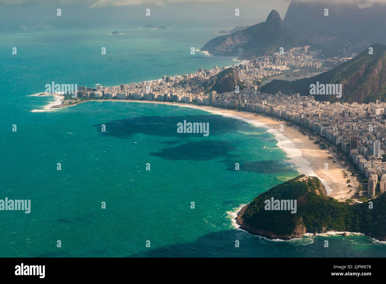 Aerial View of Rio de Janeiro With Mountains and Copacabana Beach Stock ...