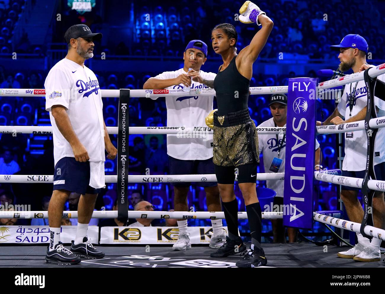Ramla Ali in the ring prior to her Super Bantam-weight contest fight ...