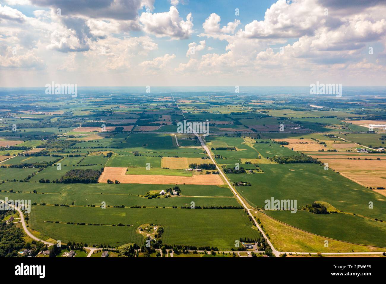 Barrie Farm Field summer time drone views Stock Photo - Alamy