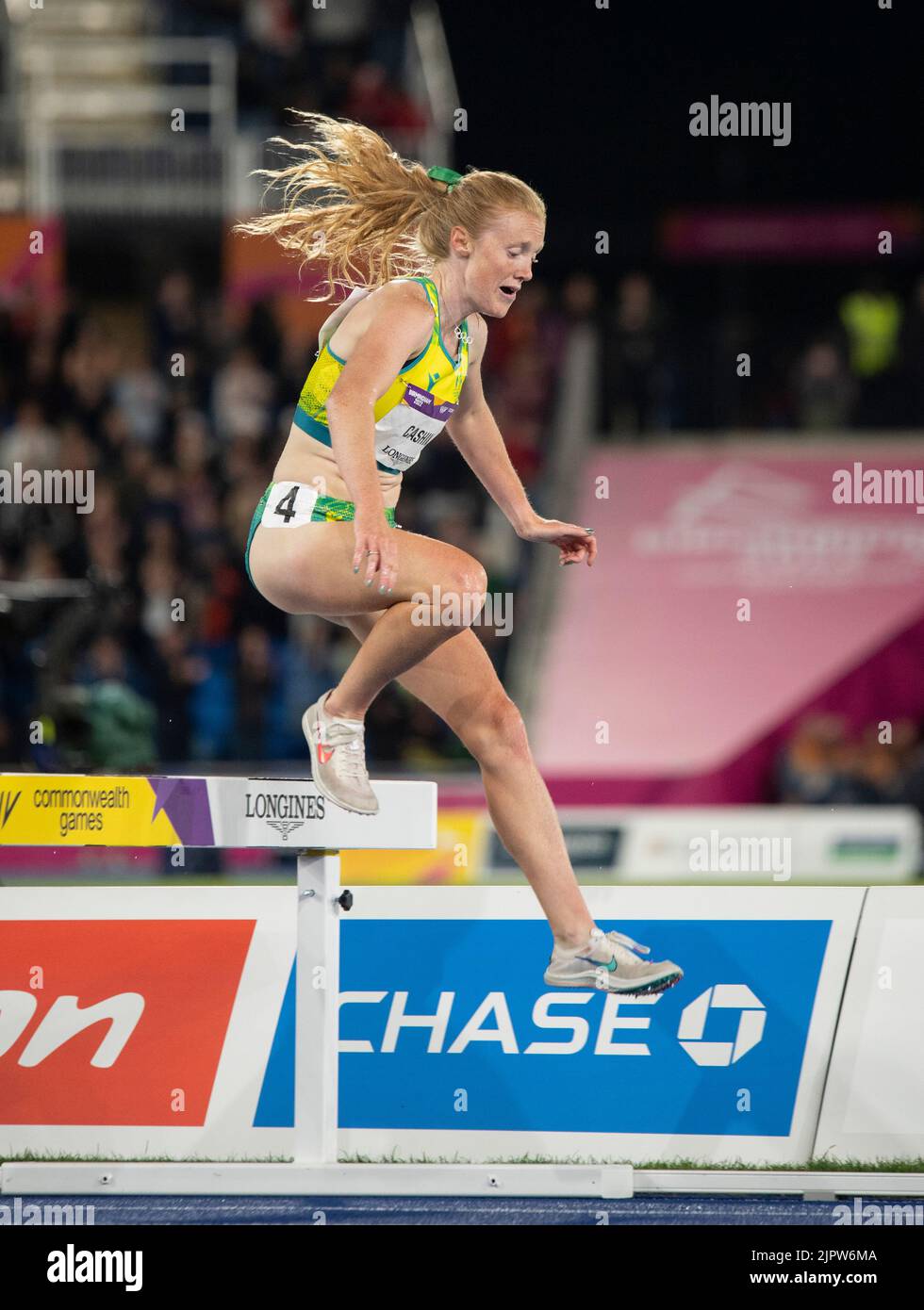 Amy Cashin of Australia competing in the women’s 3000m steeplechase ...