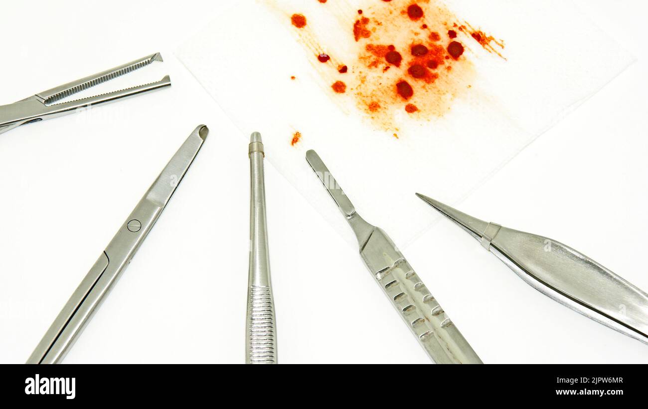 Surgical medical material on white background Stock Photo - Alamy