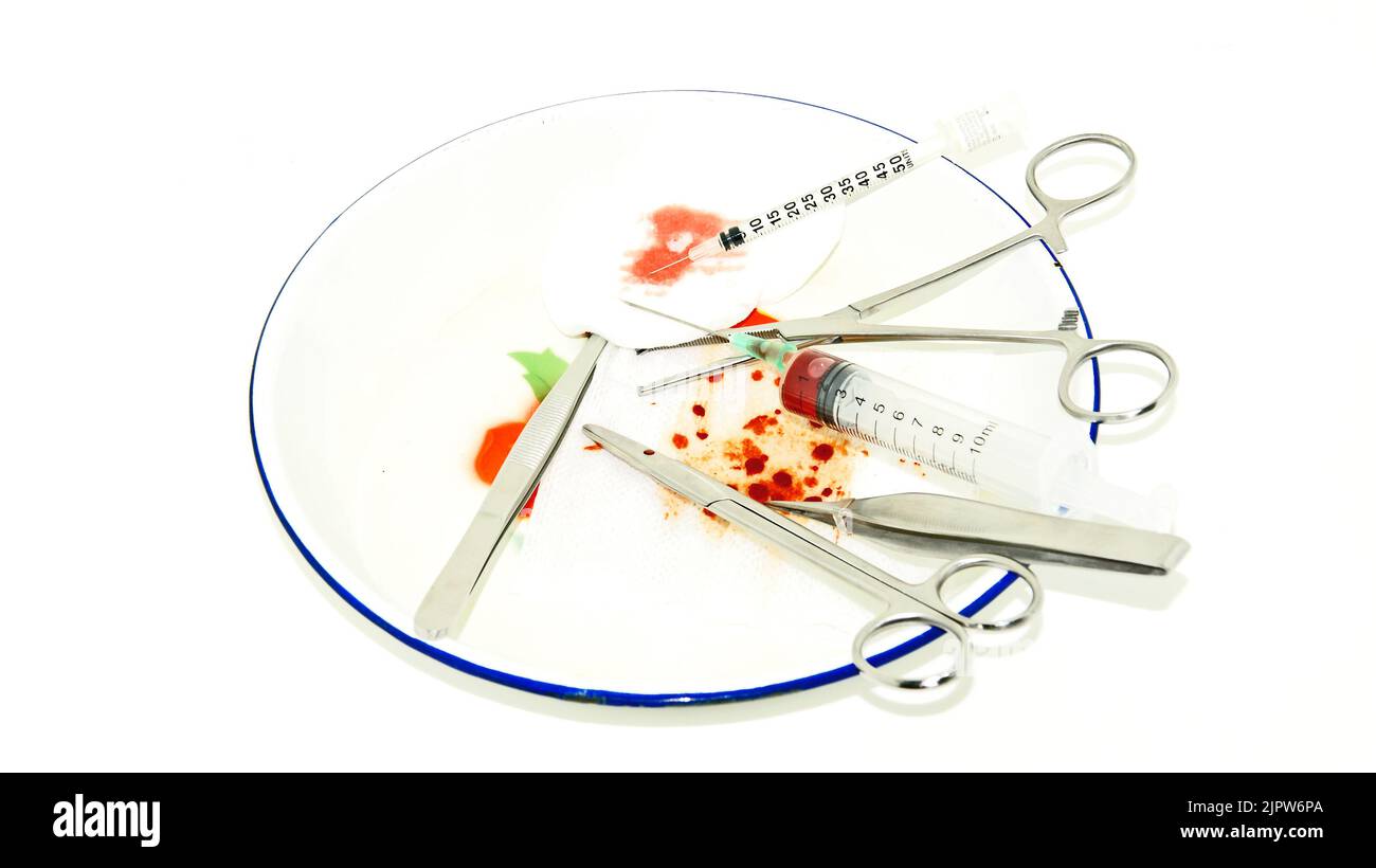Surgical medical material on white background Stock Photo - Alamy