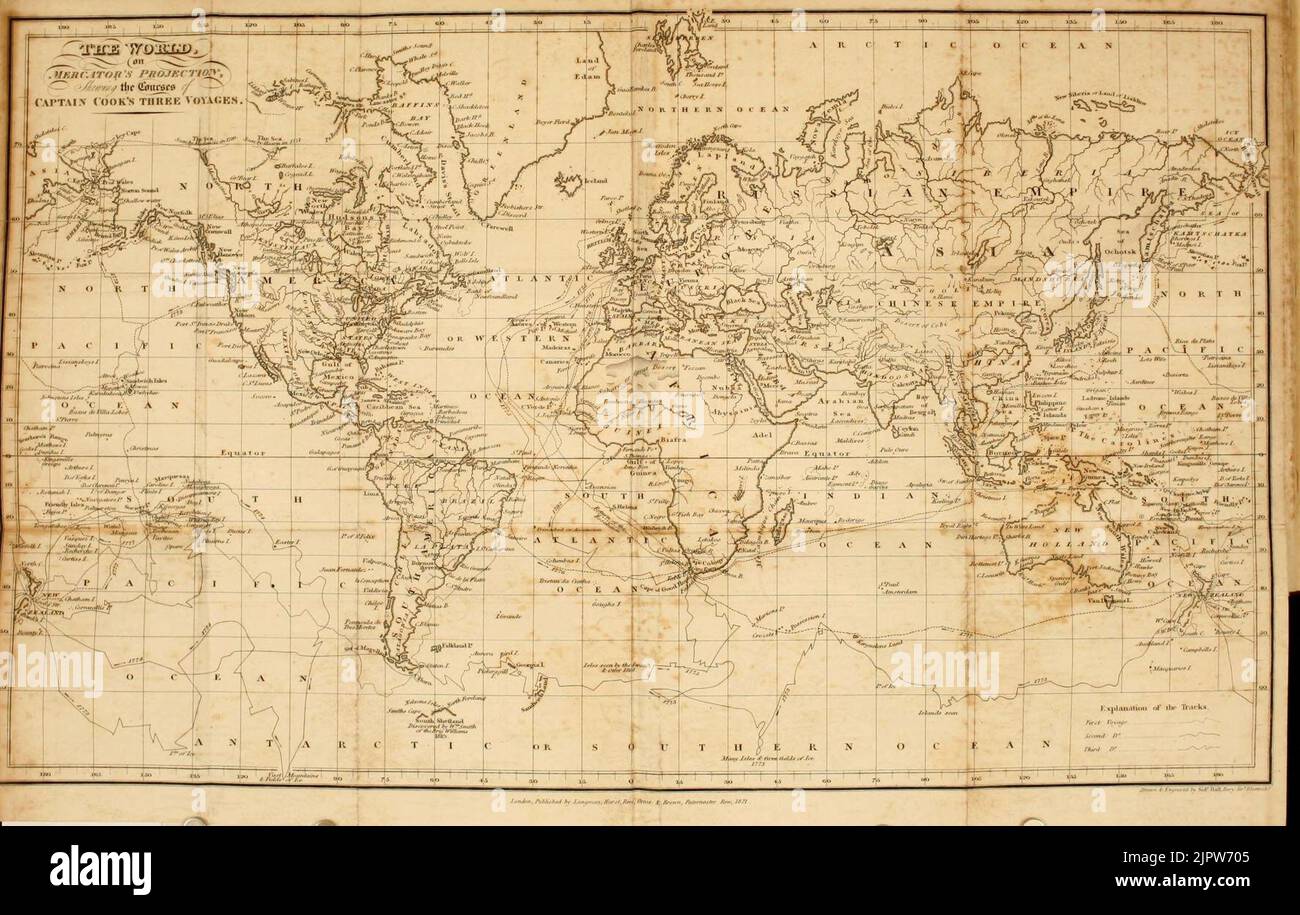 The three voyages of Captain James Cook round the world Stock Photo - Alamy