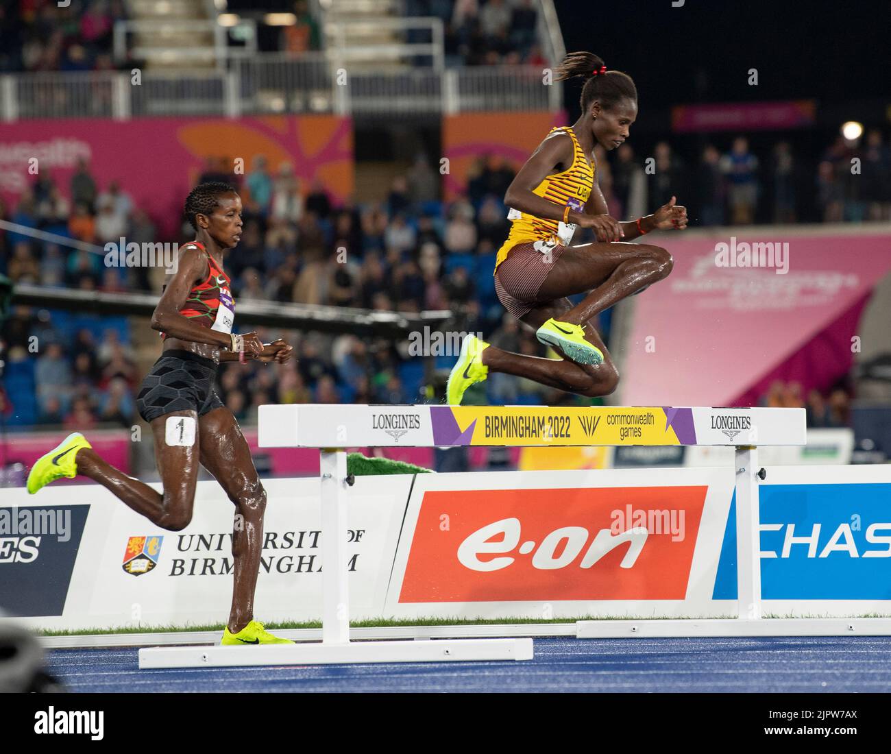 Jackline Chepkoech of Kenya and Peruth Chemutai of Uganda competing in ...