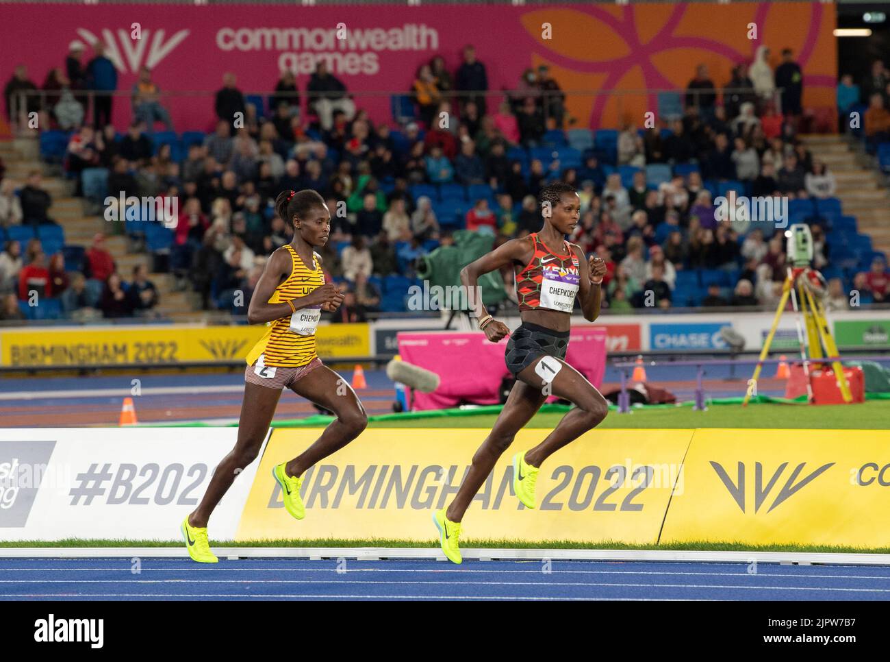 Jackline Chepkoech of Kenya and Peruth Chemutai of Uganda competing in ...