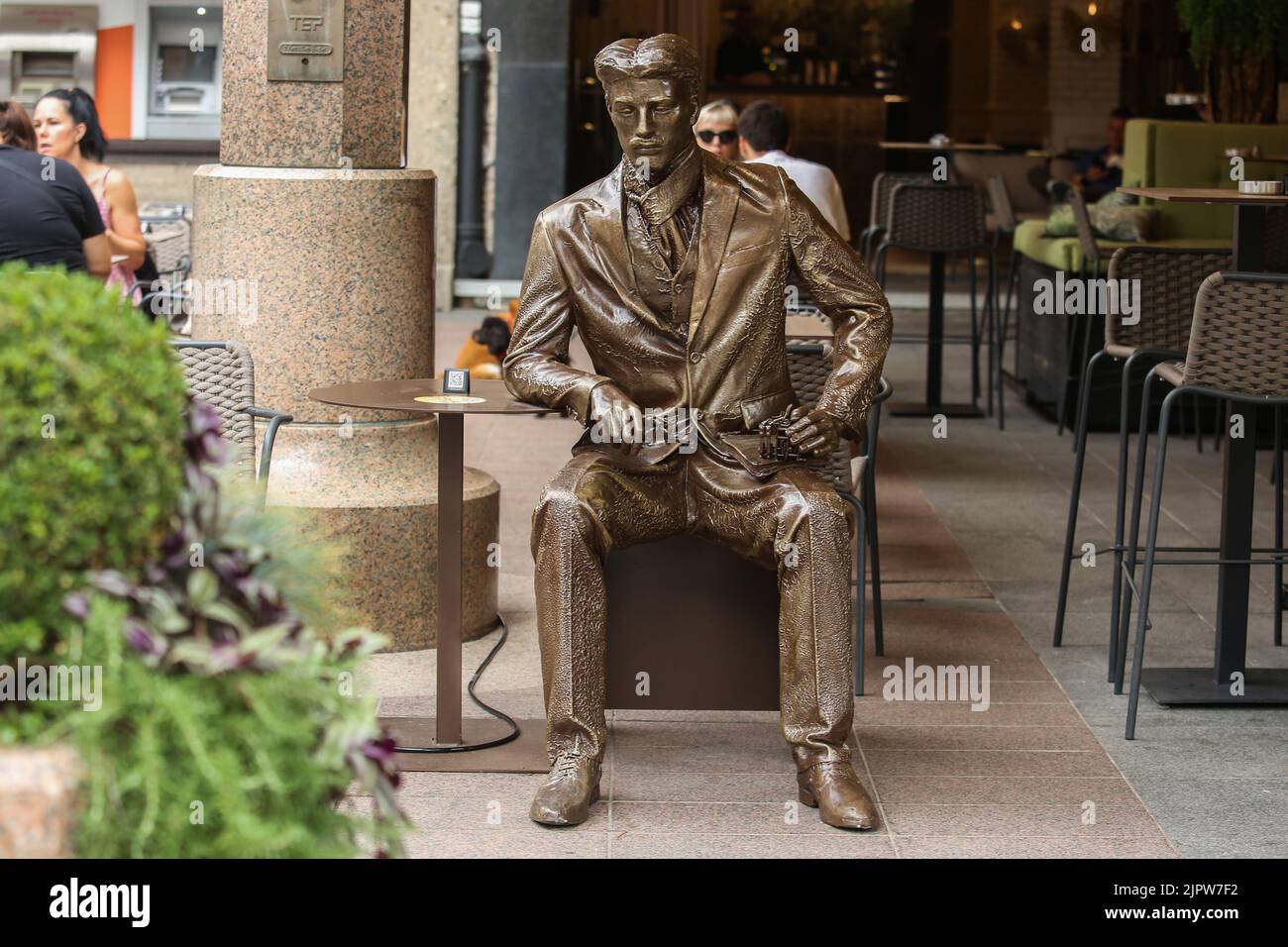 Statue of Nikola Tesla a famous Croatia born inventor is seen as part ...