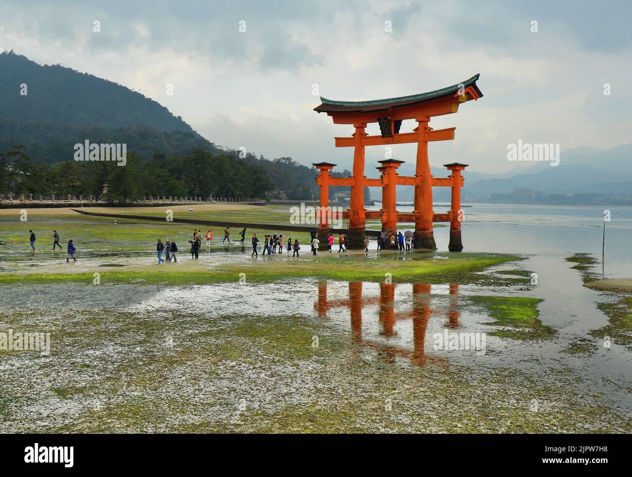 Torii gate at Itsukushima island in the western part of the Inland Sea ...