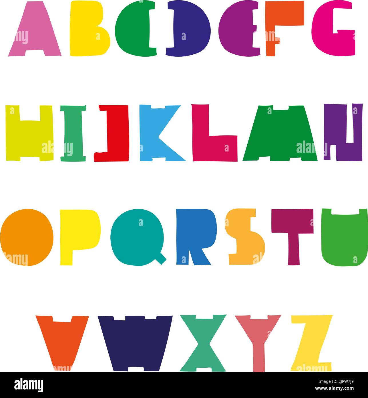 Colorful cute alphabet design. Hand drawn font. Vector Stock Vector ...