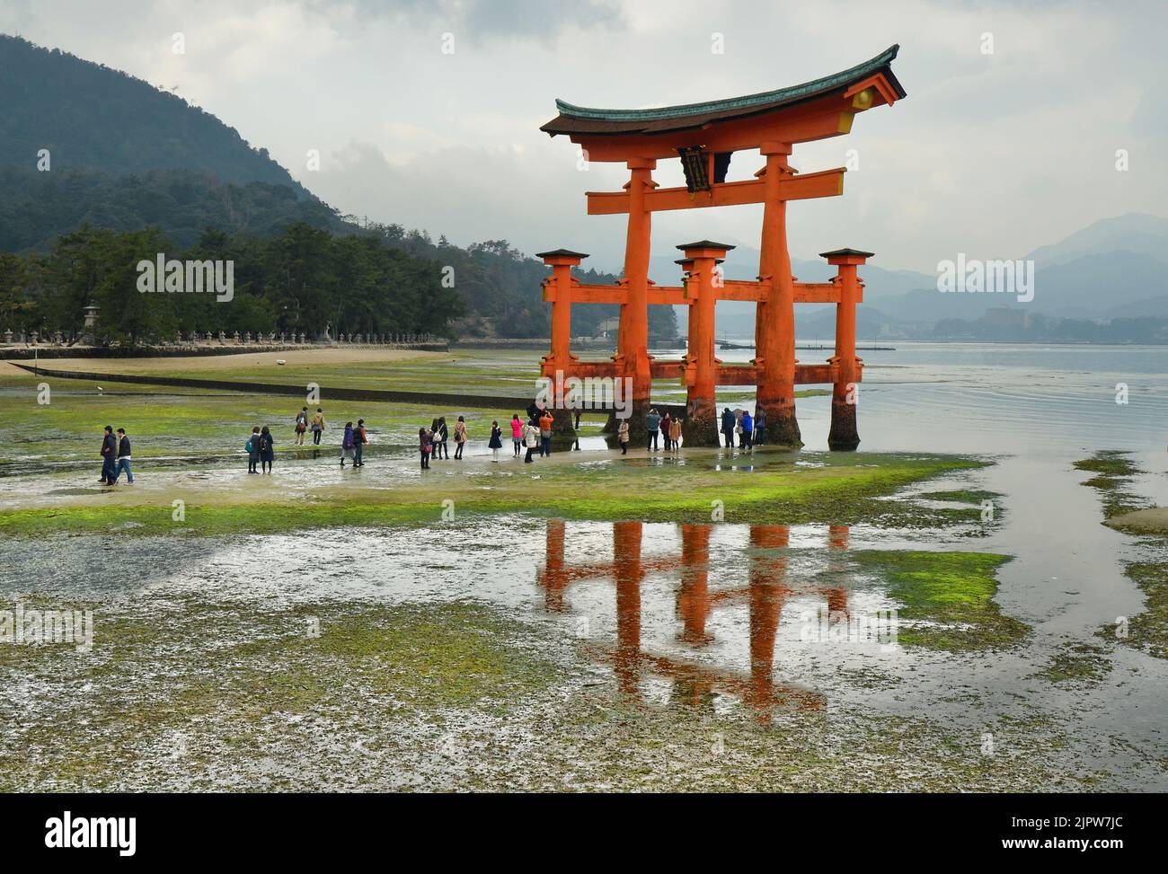 Torii gate at Itsukushima island in the western part of the Inland Sea ...