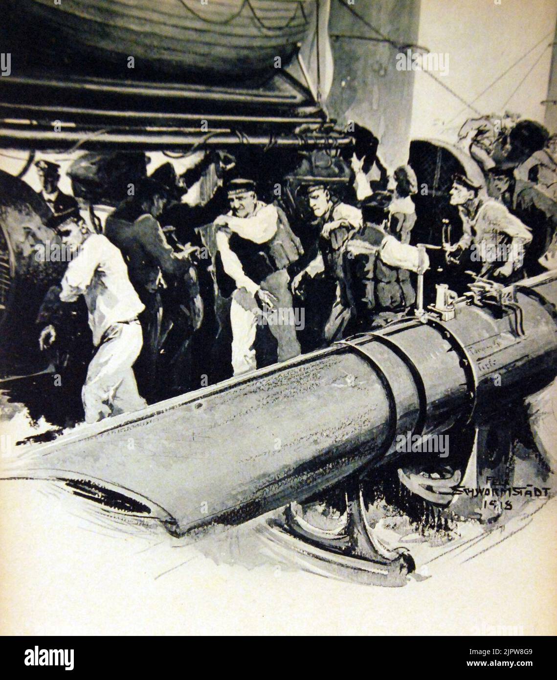 The Torpedo Boat. Command- ''At the Lifejackets,'' drawing by Felix ...