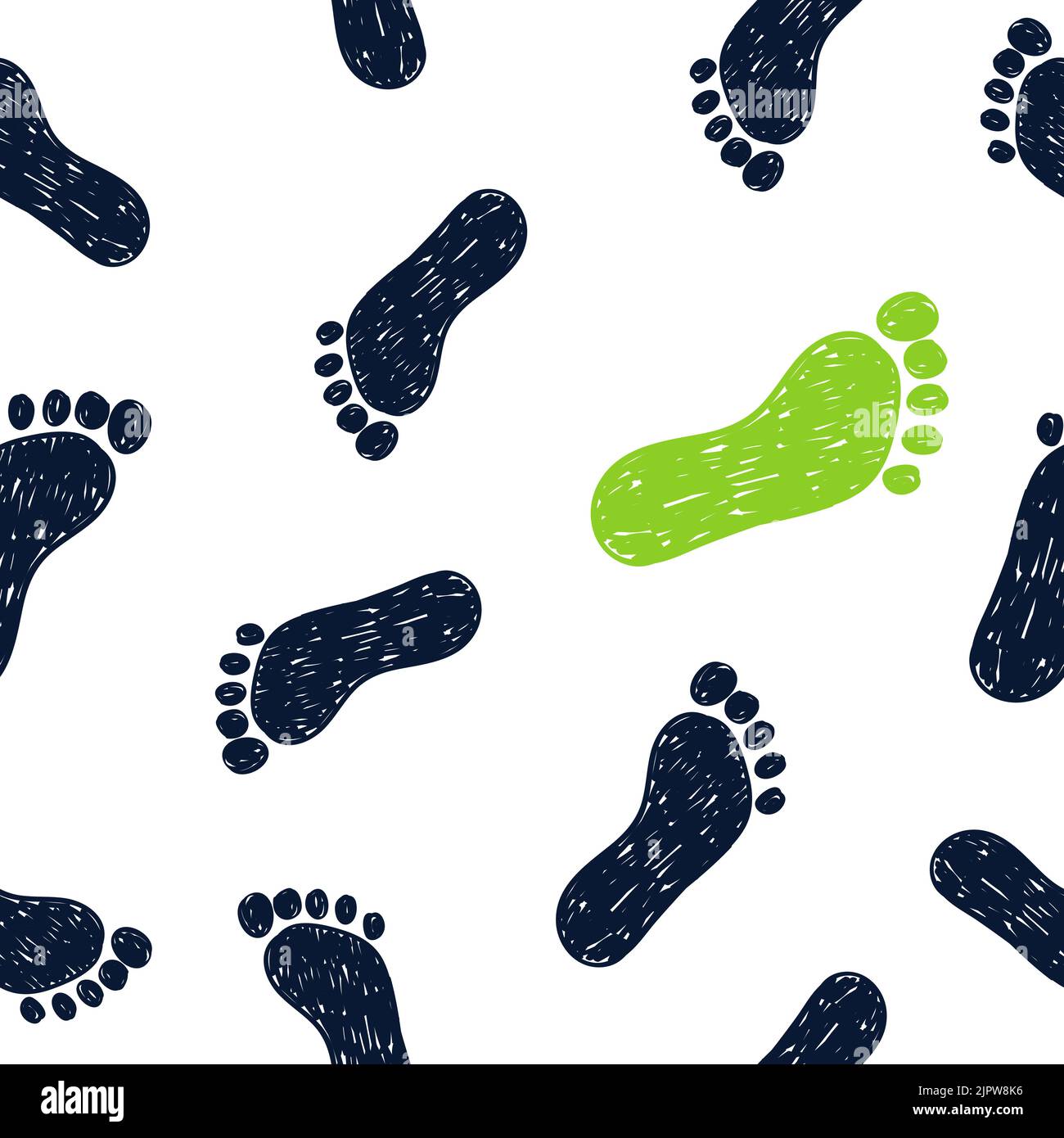 Foot prints seamless pattern. Vector background with doodle foot prints ...