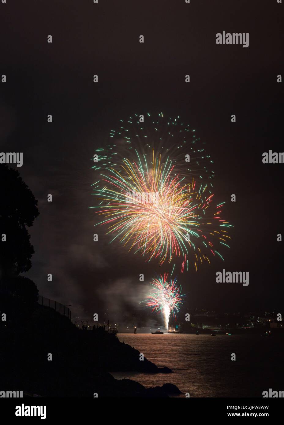 Firework explosions over the harbour from Devil's Point as part of 2022 ...