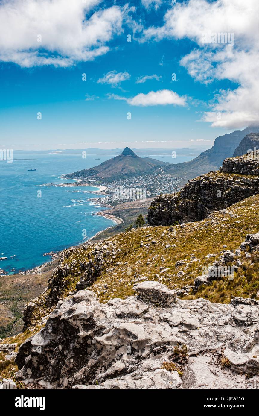 An aerial view of Table Mountain facing the ocean Stock Photo - Alamy