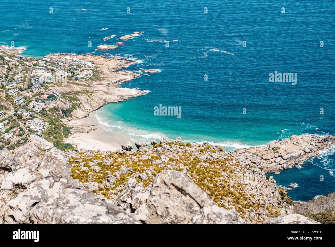 An aerial view of Table Mountain facing the ocean Stock Photo - Alamy