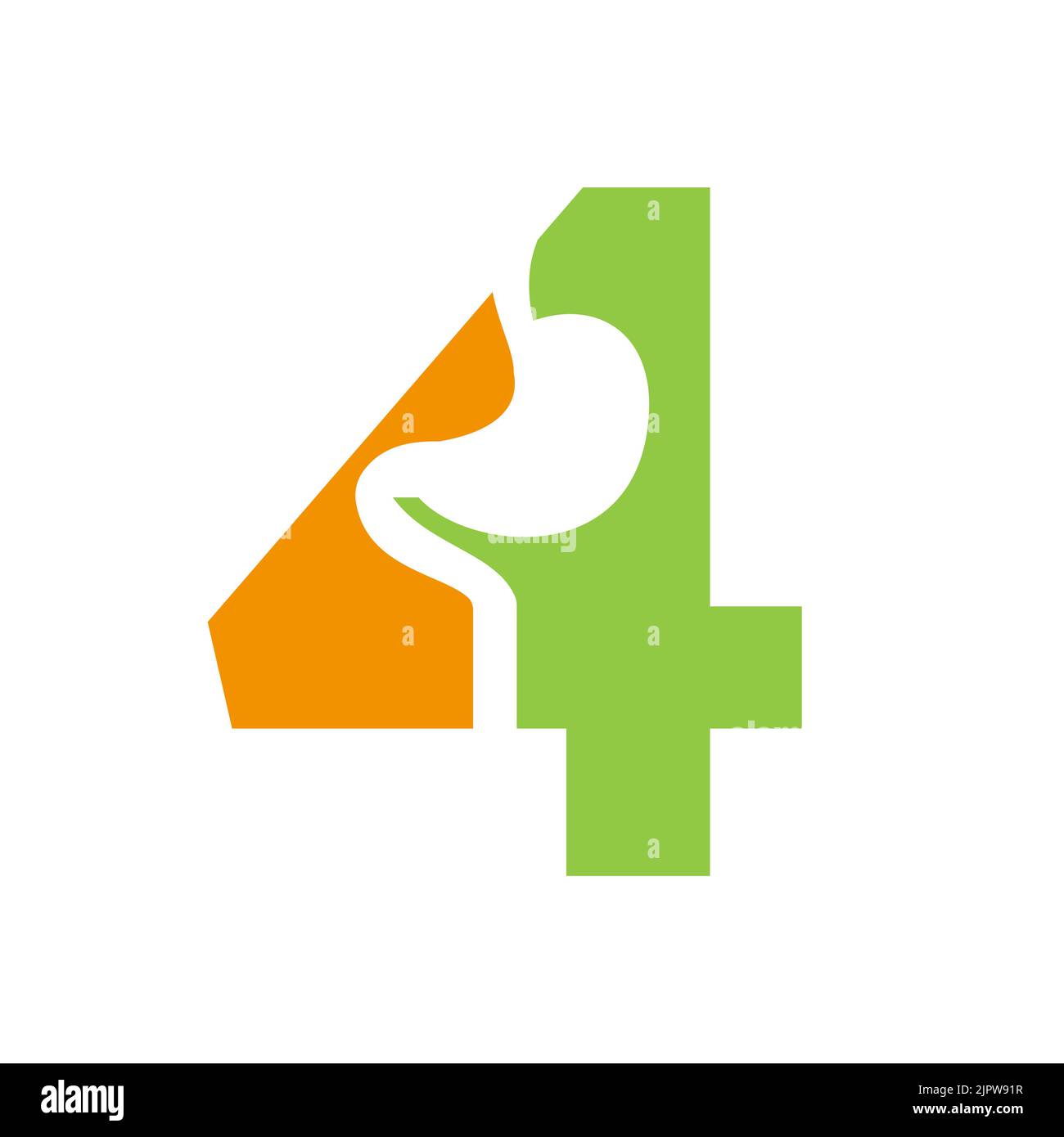 Letter 4 Minimal Stomach Logo Design for Medical and Healthcare Symbol ...