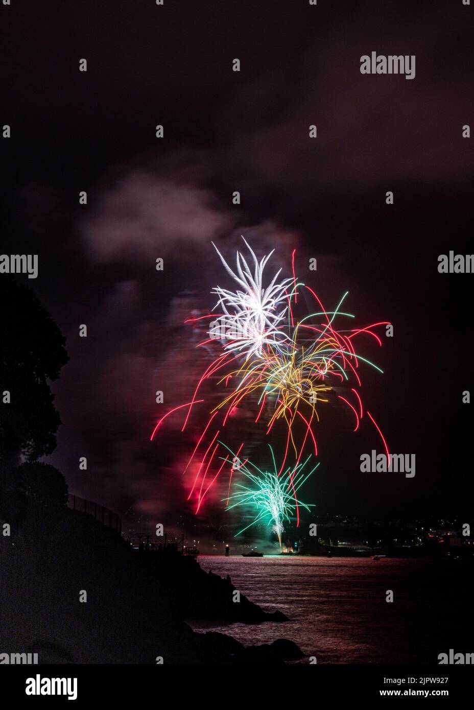 Firework explosions over the harbour from Devil's Point as part of 2022 ...