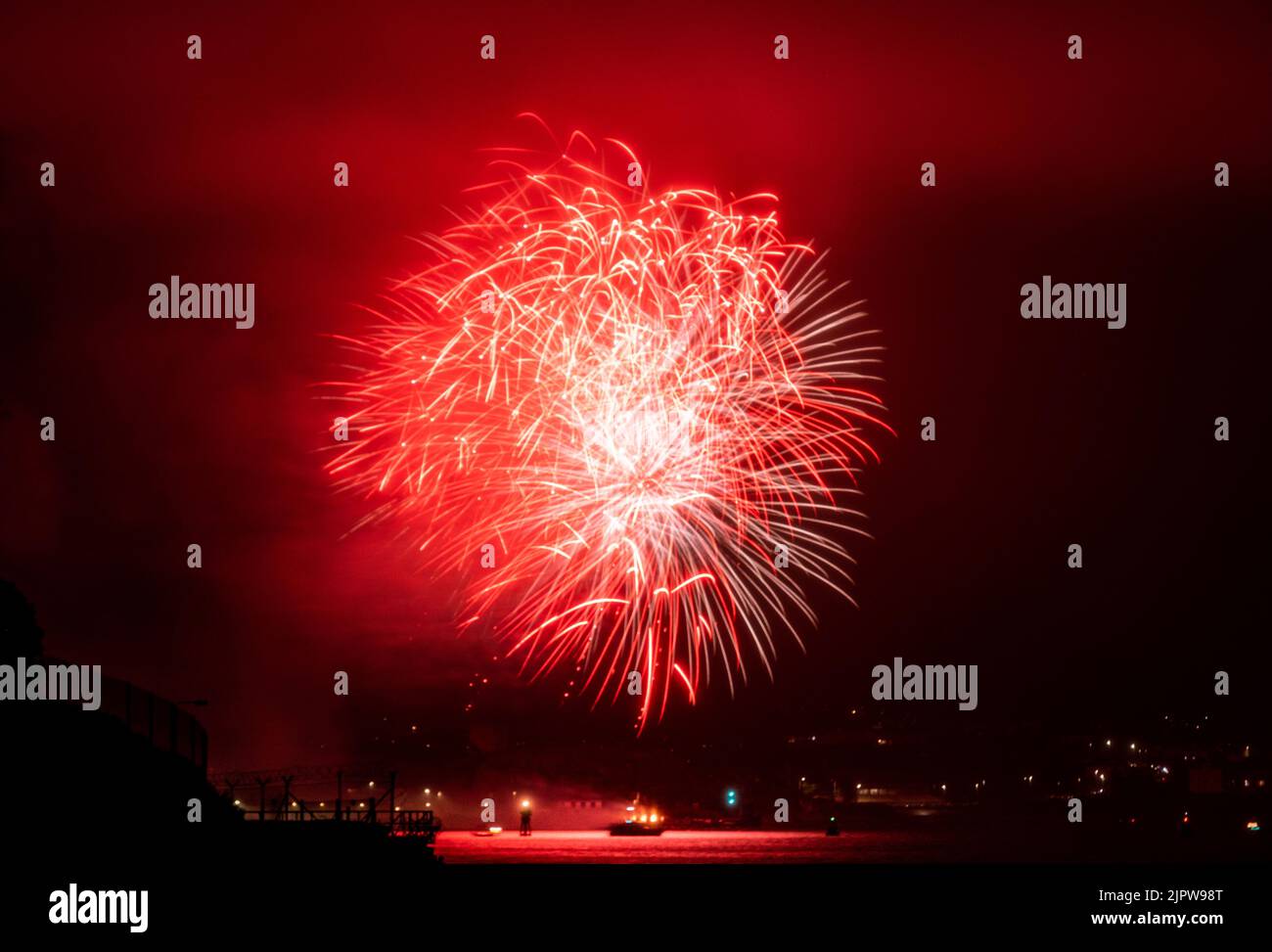 Firework explosions over the harbour from Devil's Point as part of 2022 ...