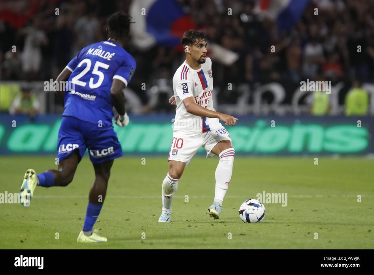 Lucas PAQUETA of Lyon and Mama BALDE of Troyes during the French ...