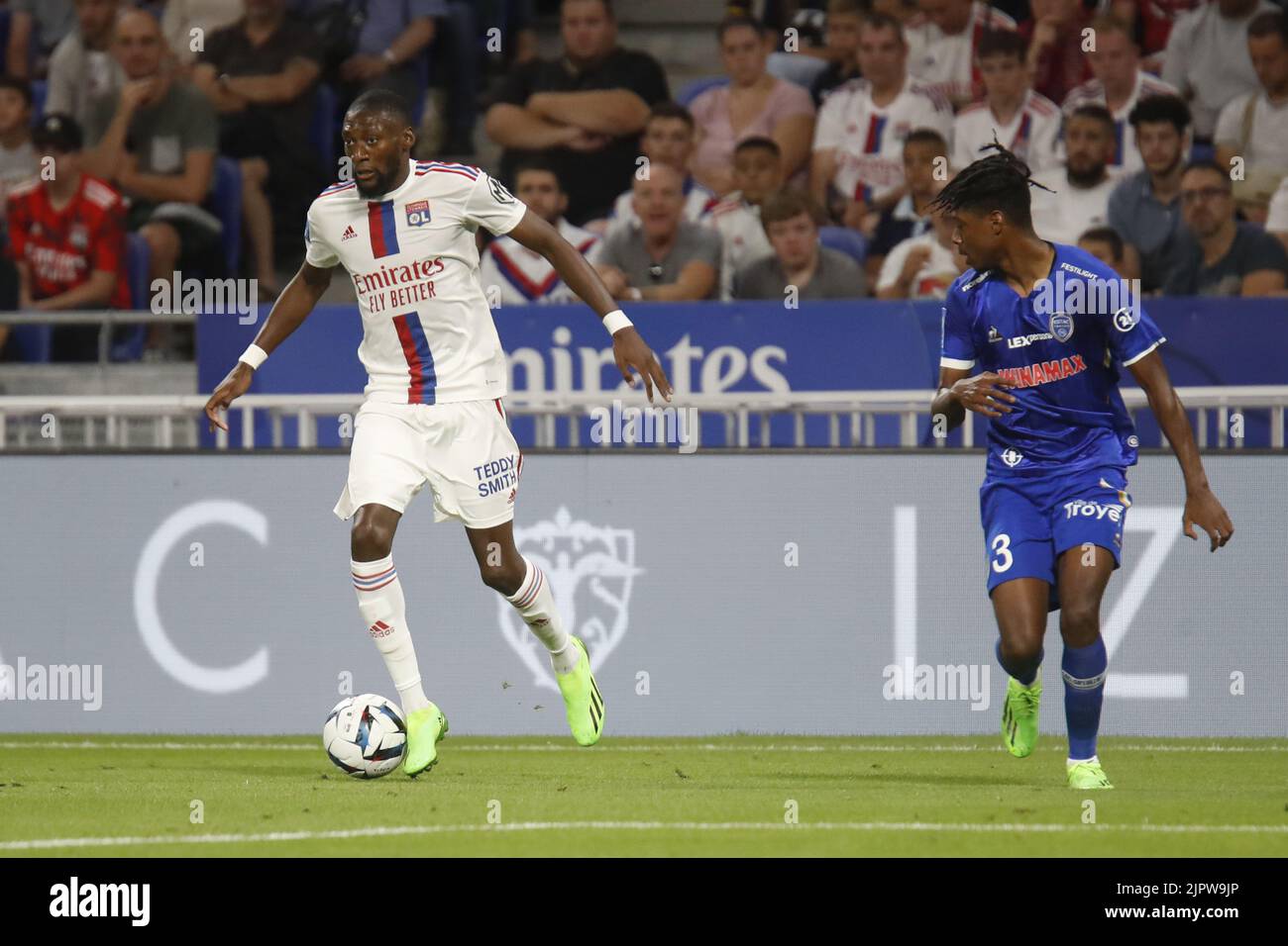 Karl TOKO EKAMBI of Lyon and Thierno BALDE of Troyes during the French ...