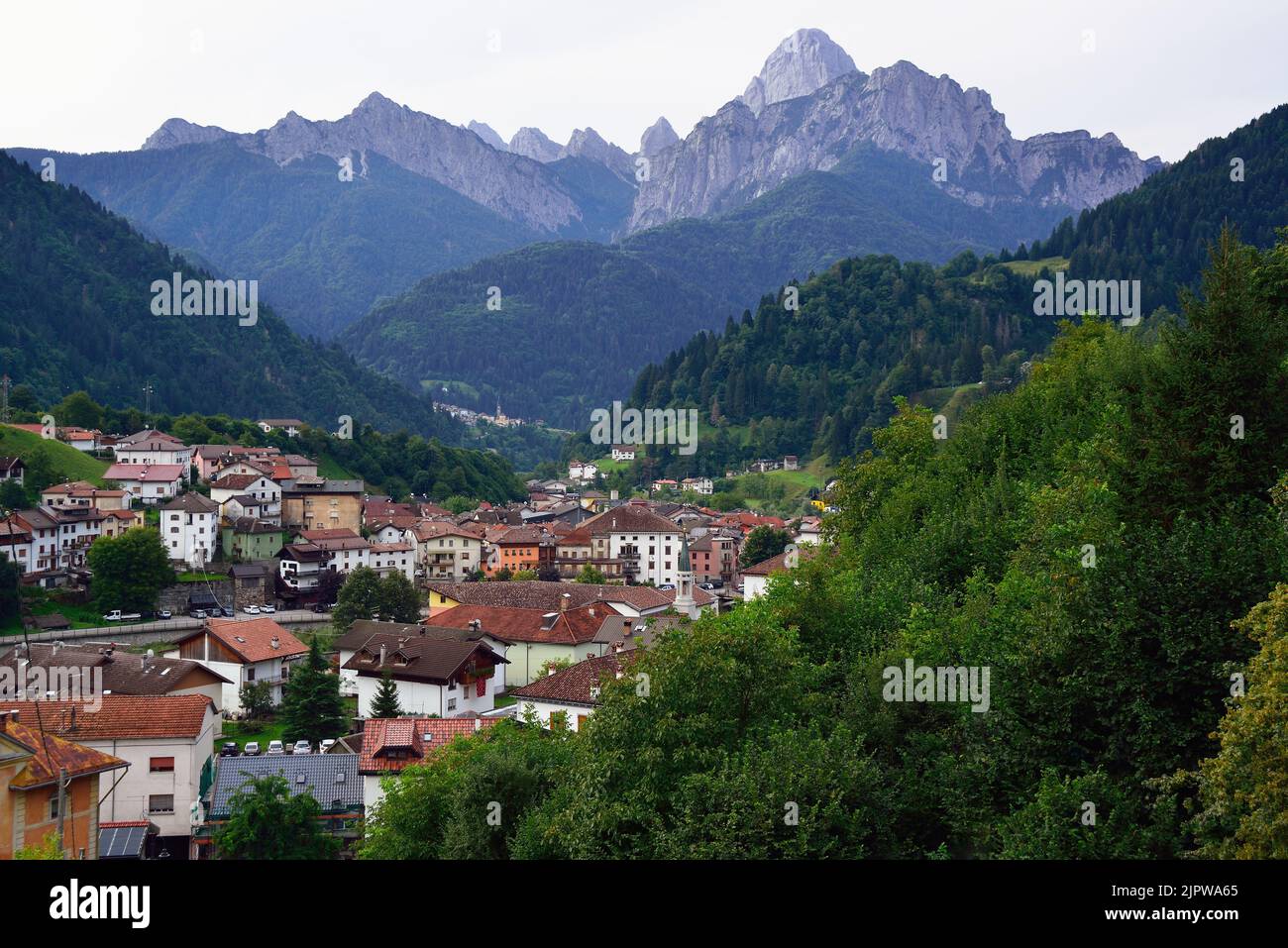 Carnic Alps, Friuli Venezia Giulia, Italy. Landscape of the Little town ...