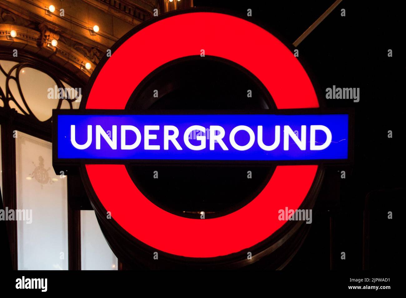 An neon underground sign in London Stock Photo - Alamy