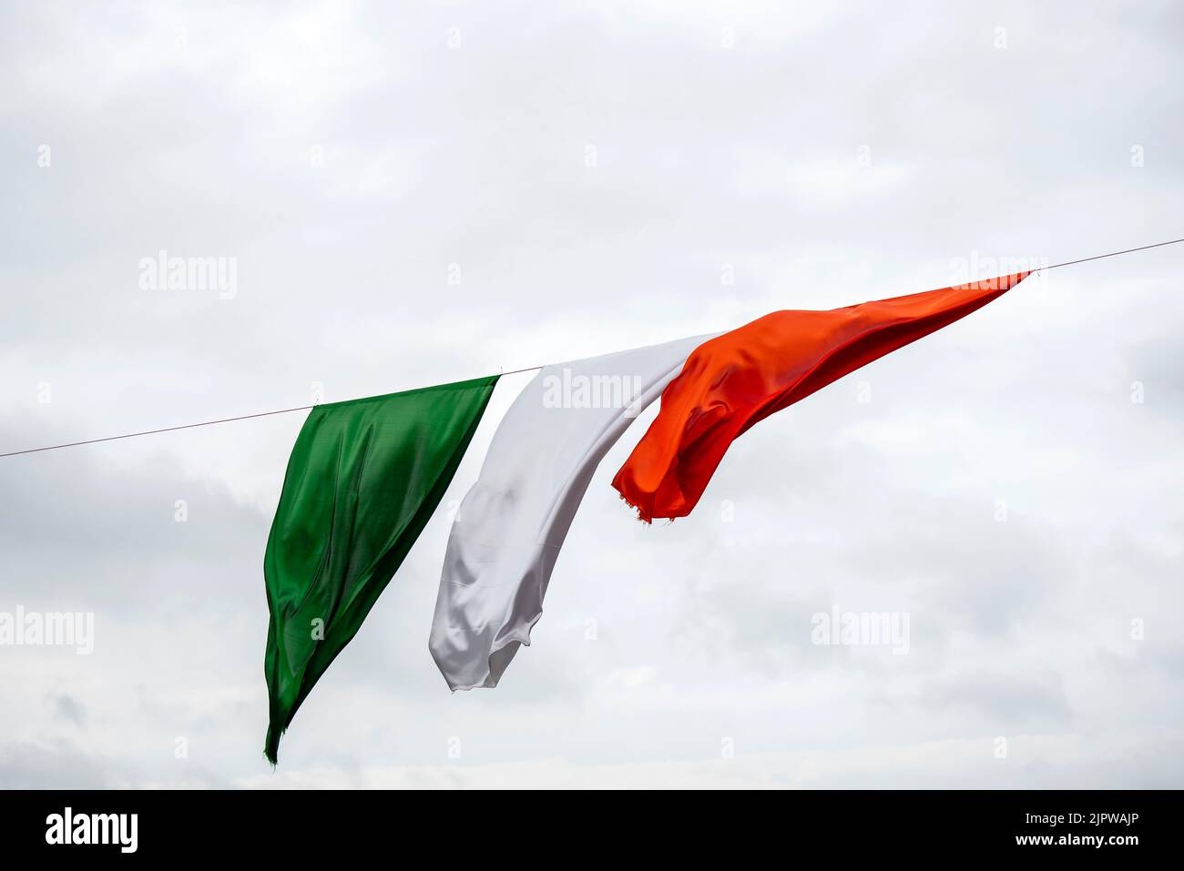 Indian Tricolor cloth are flying in blue sky Stock Photo - Alamy