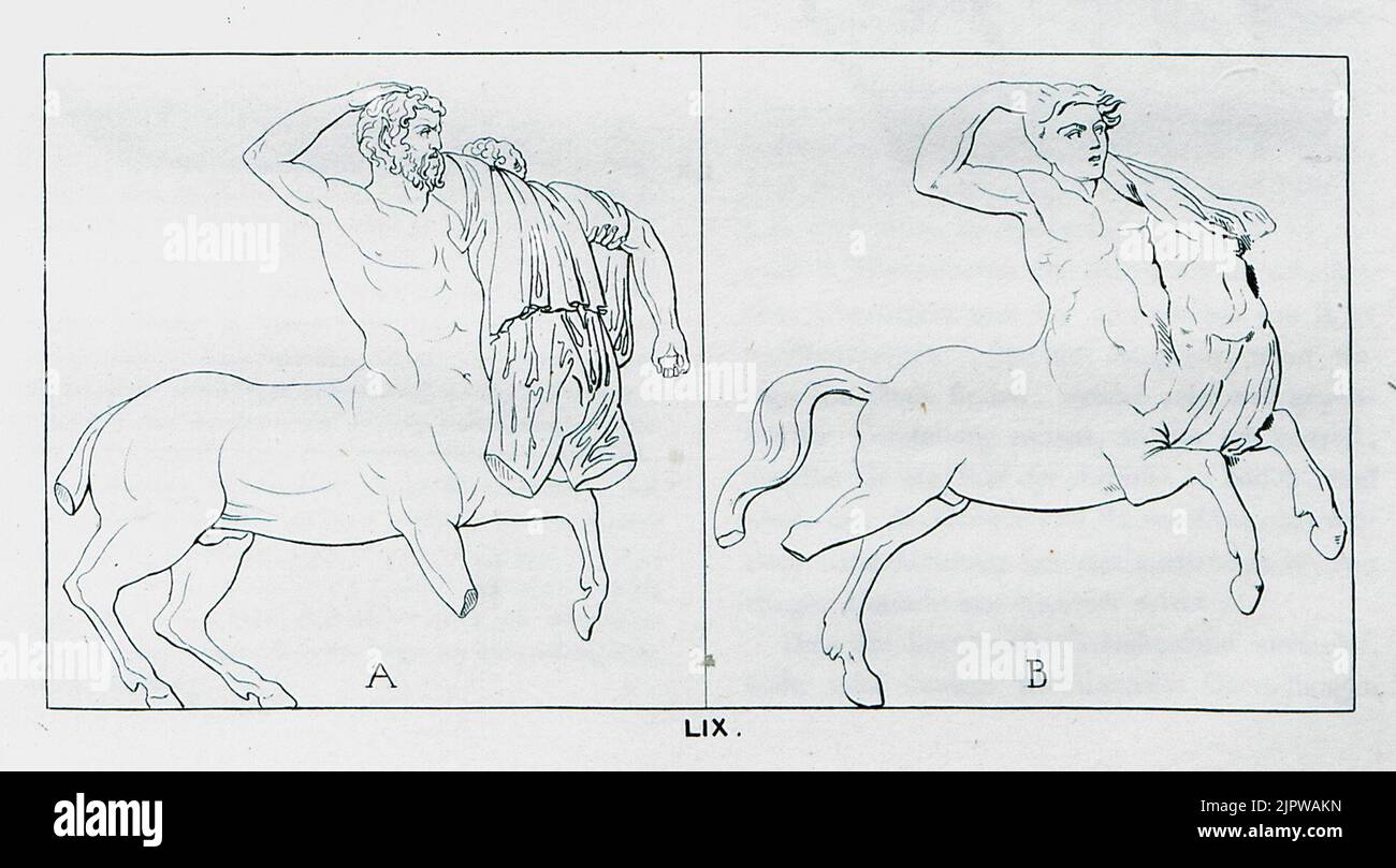 The twenty second metope of the south side of Parthenon Drawing by J ...