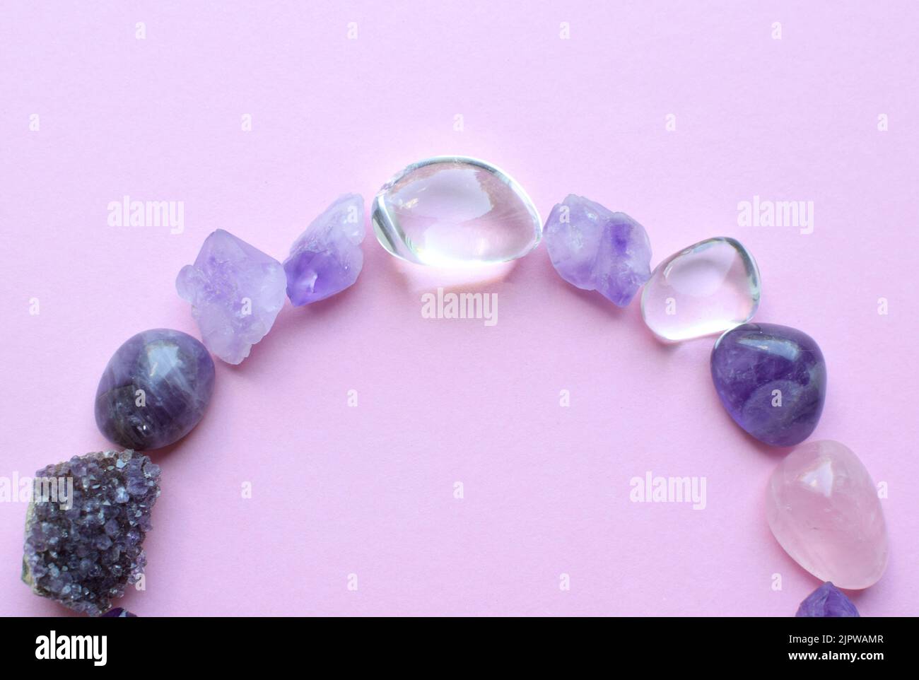 The circle is lined with natural minerals. Semi-precious stones of ...