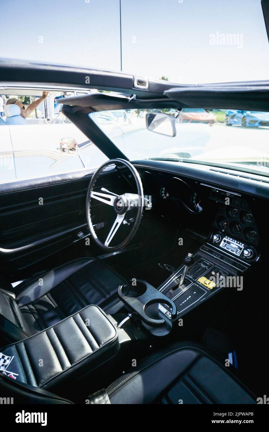 A Chevrolet Car Interior with a steering wheel Stock Photo - Alamy