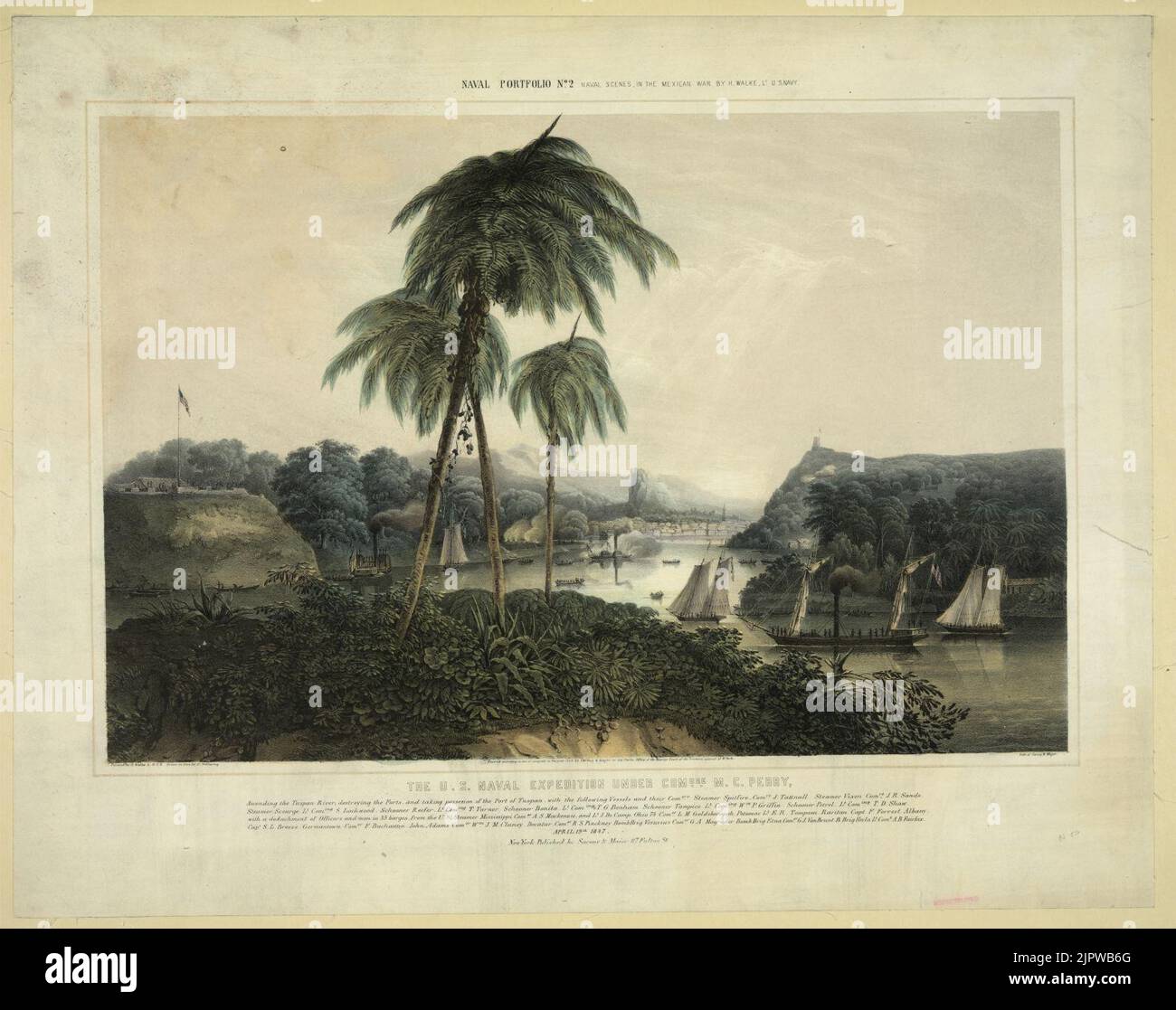 The U.S. naval expedition under Com..ore M.C. Perry, ascending the ...