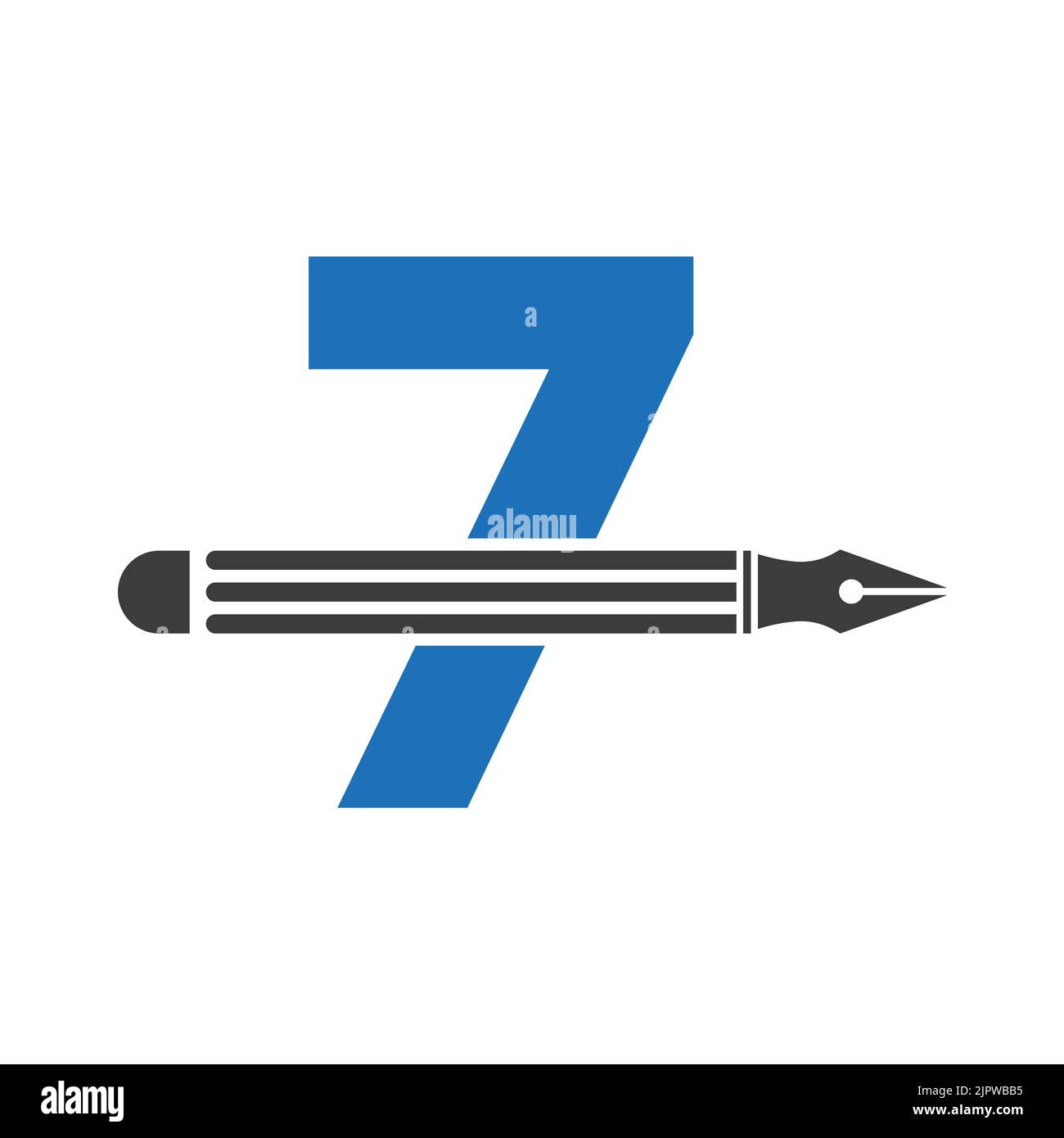 Letter 7 with Pencil Logo Design Concept for Art Designer Logotype ...
