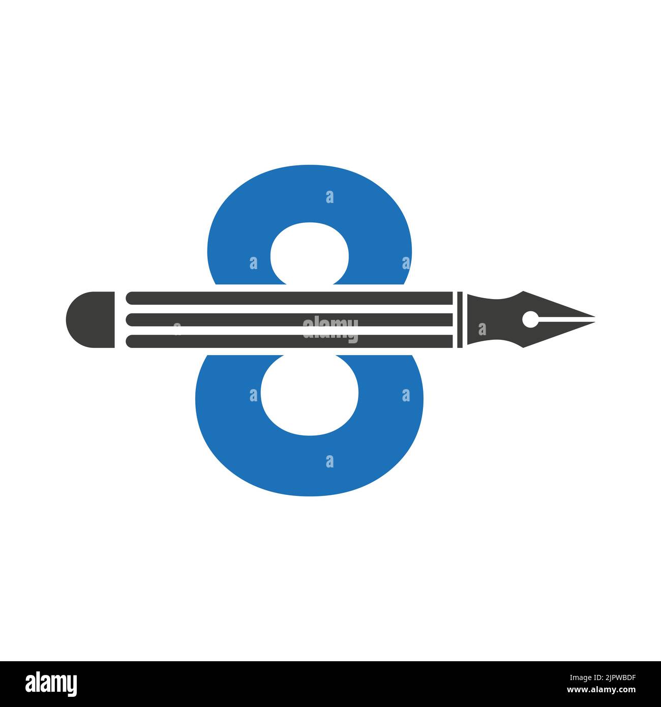 Letter 8 with Pencil Logo Design Concept for Art Designer Logotype ...