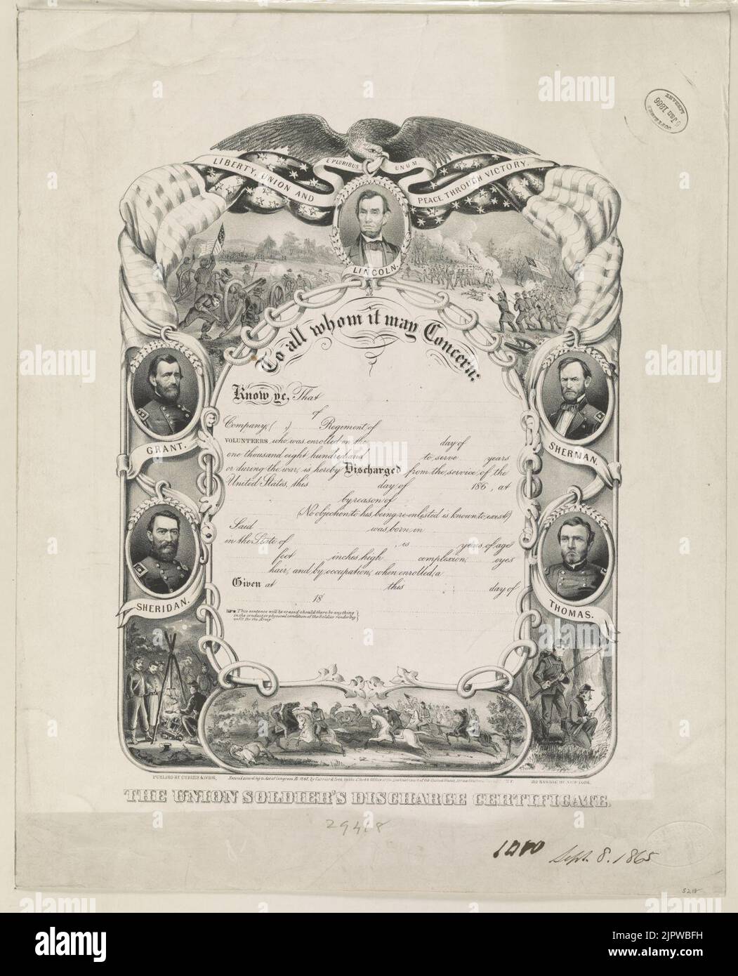 The Union soldier's discharge certificate Stock Photo - Alamy