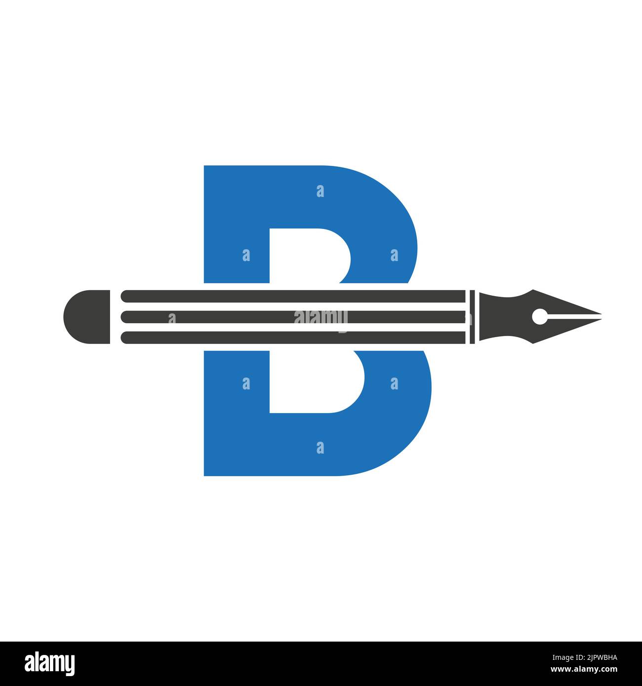 Letter B with Pencil Logo Design Concept for Art Designer Logotype ...