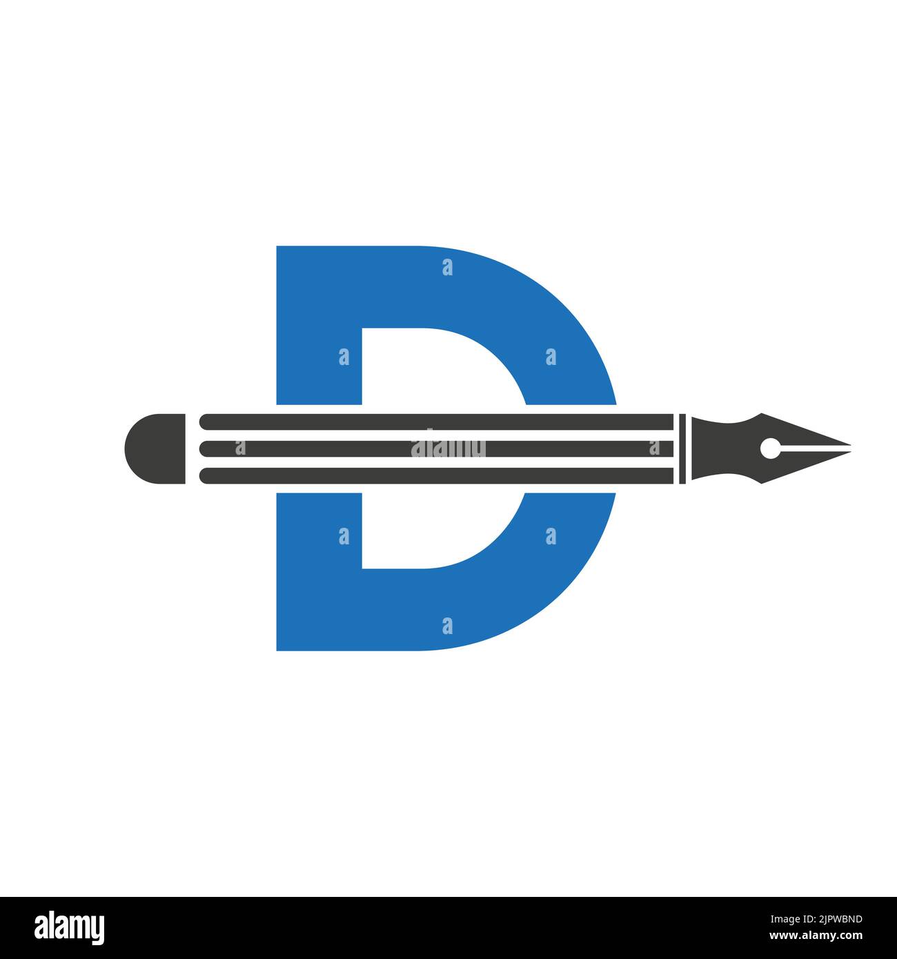Letter D with Pencil Logo Design Concept for Art Designer Logotype ...