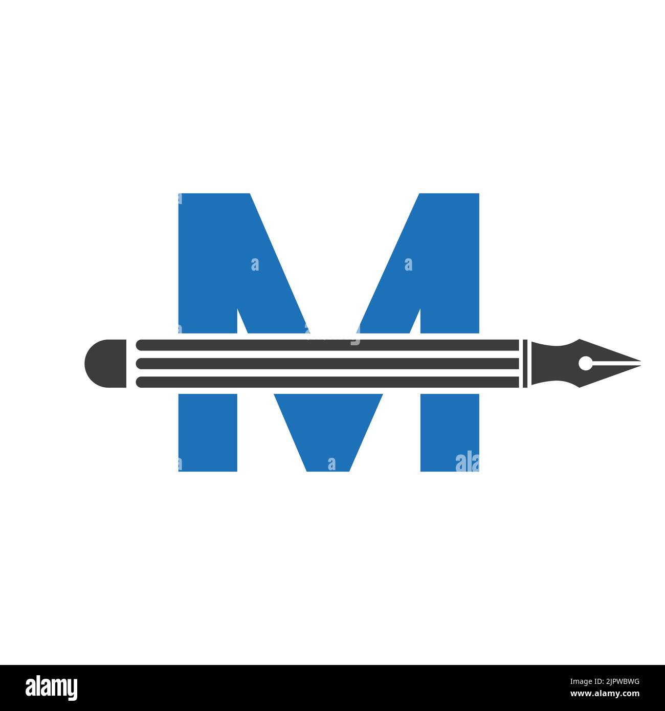 Letter M with Pencil Logo Design Concept for Art Designer Logotype ...